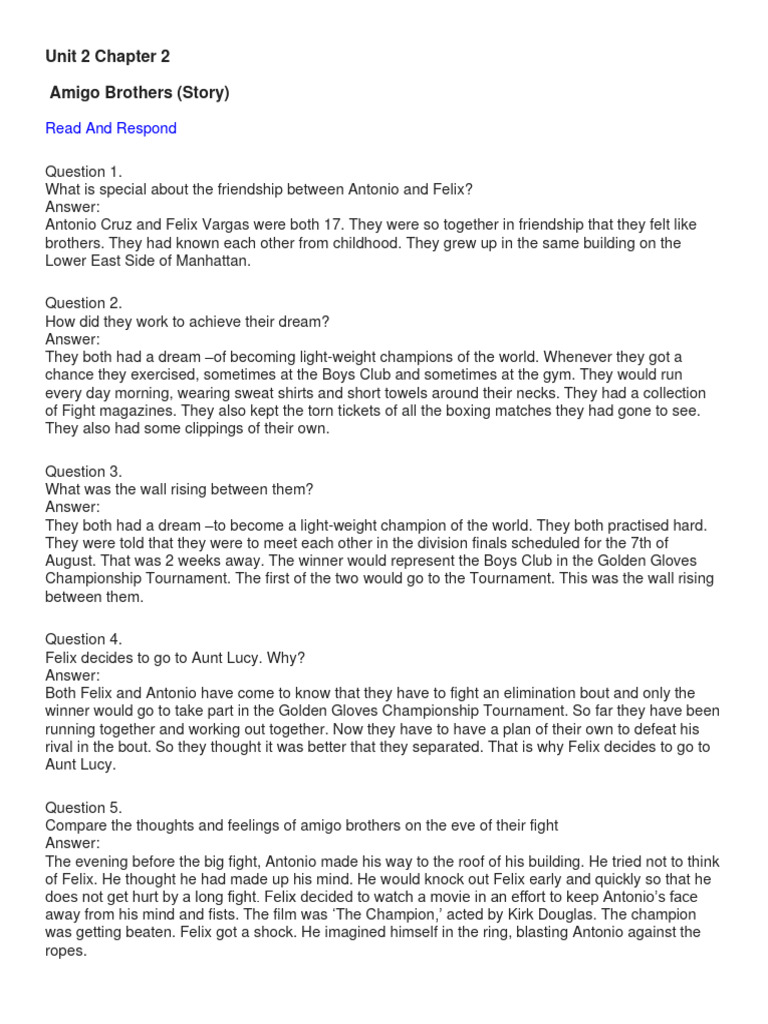 Amigo Brothers | PDF