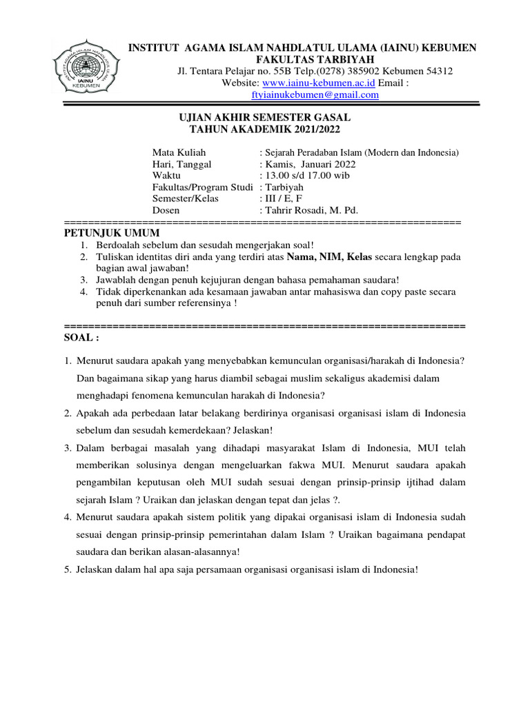 UAS SPI 2022 - Siang | PDF