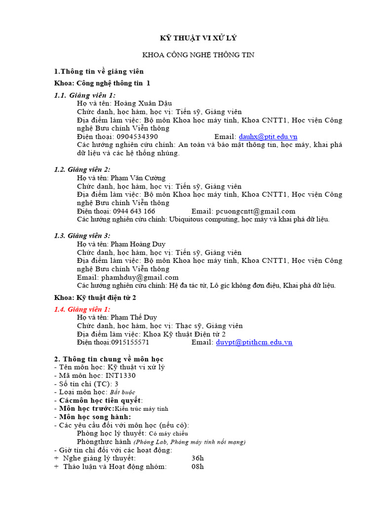 De Cuong KT Vi Xu Ly | PDF