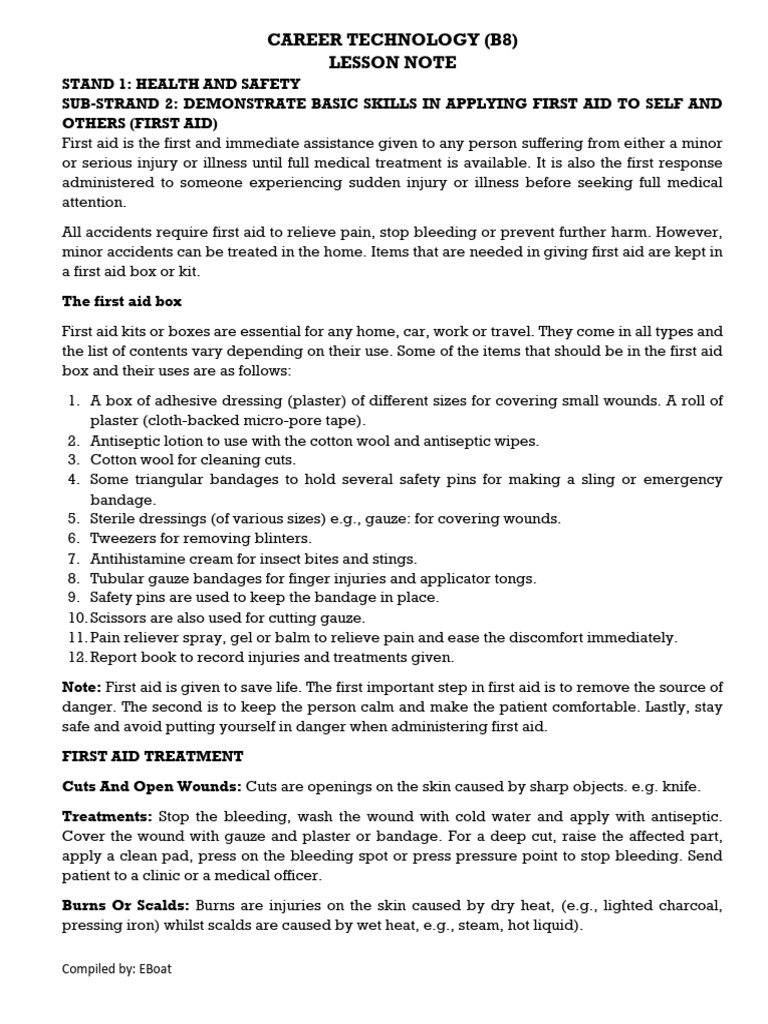 First Aid and Environmental Health B8 | PDF