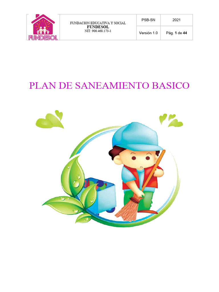 Plan de Saneamiento Basico 2021 Fundesol | PDF