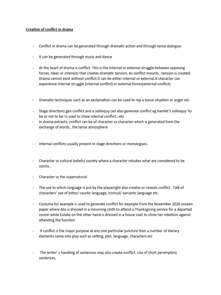 Creation of Conflict in Drama | PDF | Plot (Narrative) | Monologue