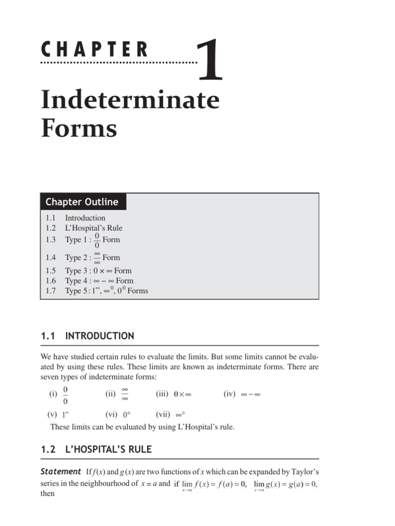 Indeterminate Form | PDF | Complex Analysis | Calculus