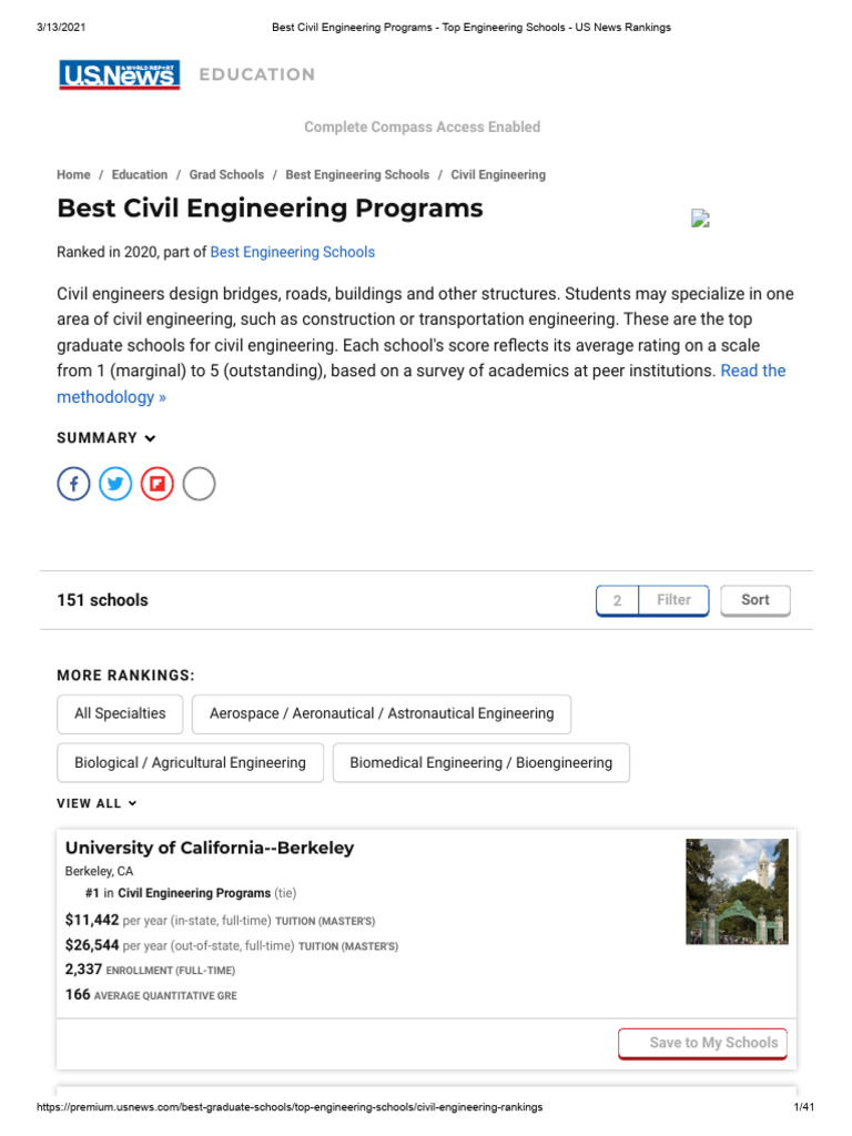 Top US Civil Engineering Programs | PDF | Career & Growth | Technology ...