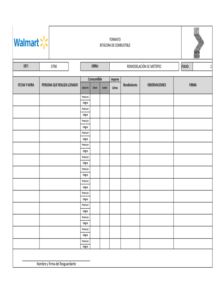 Bitacora de Combustible | PDF