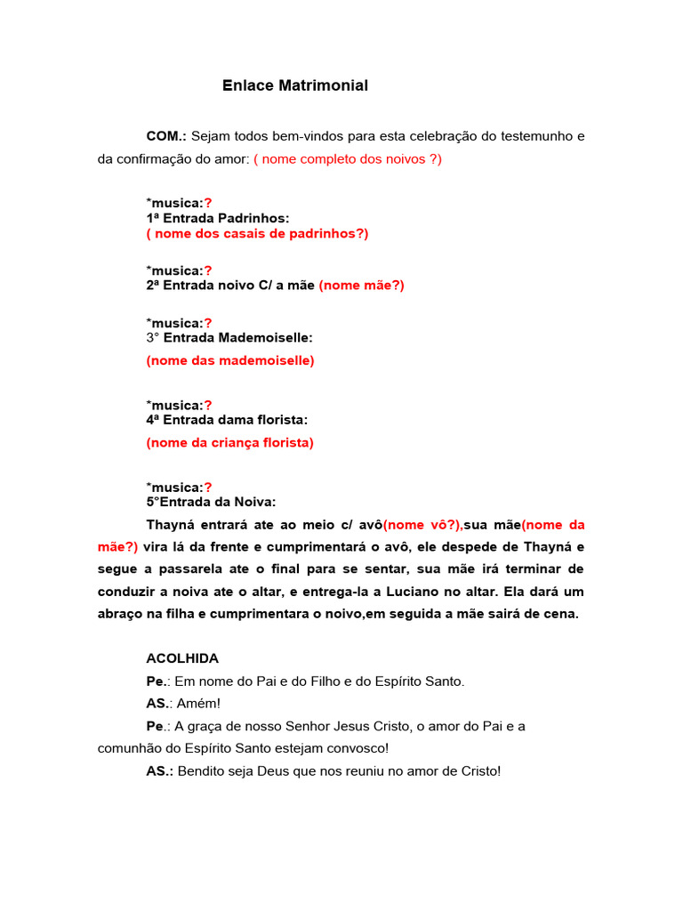 rito casamento católico | PDF rito casamento católico | PDF