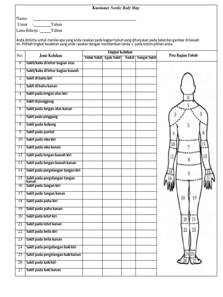Kuesioner Peta Tubuh Nordic | PDF | Memasak, Makanan, & Anggur ...