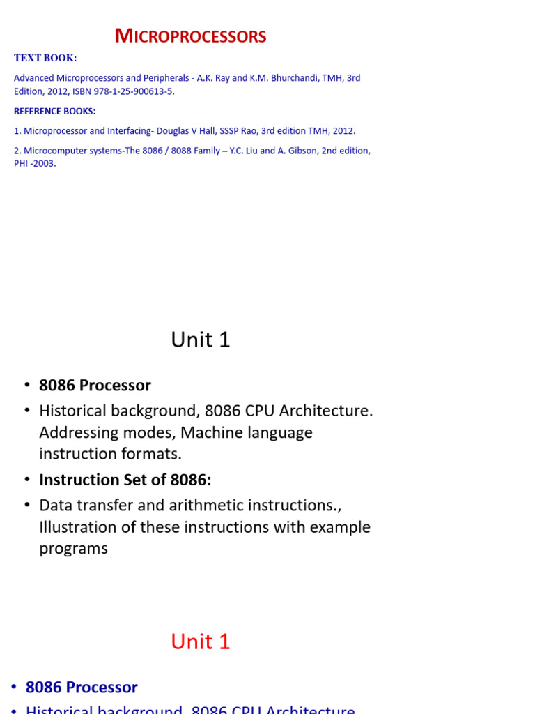 Unit 1-Microprocessors | PDF | Central Processing Unit | Cpu Cache