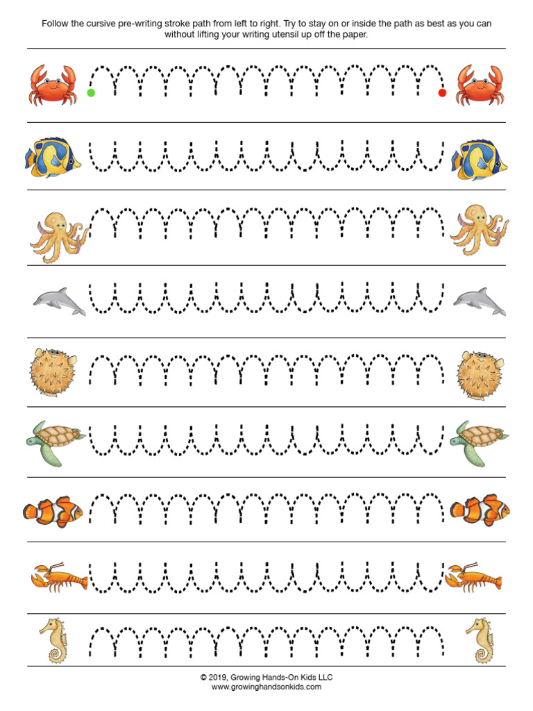 Cursive Pre-Writing Line 4 Pages | PDF