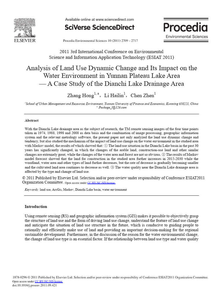 Analysis of Land Use Dynamic Change and Its Impact | PDF | Markov Chain | Water