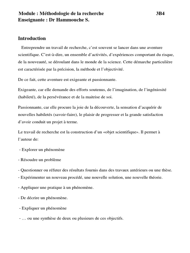 Cours 1 Introduction (Méthodologie de La Recherche) | PDF