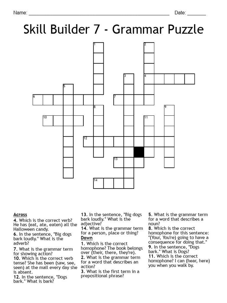 Skill Builder 7 Grammar Puzzle | PDF