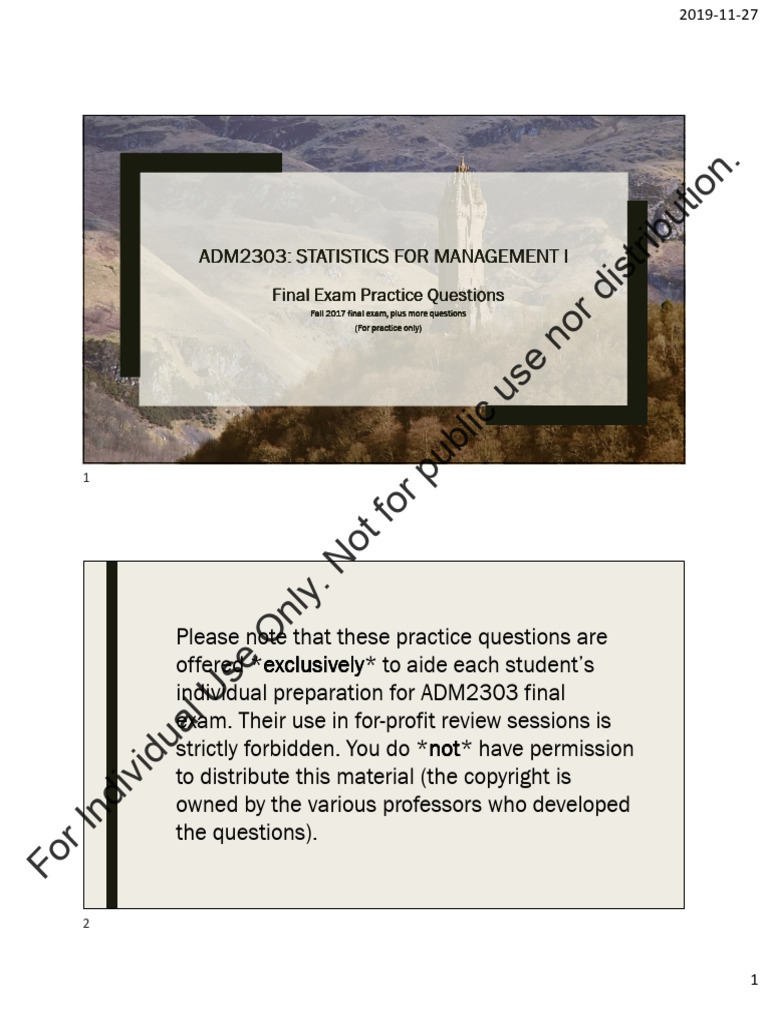 ADM2303 Final Exam Practice Questions - Secured | PDF