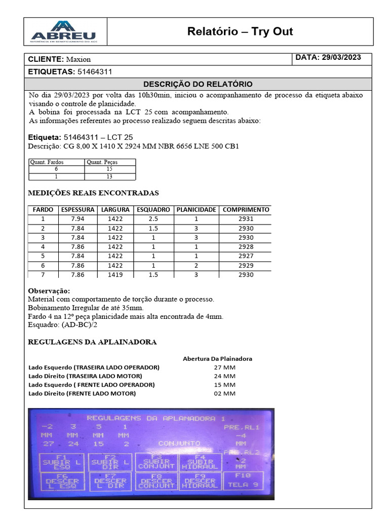 01-03 Relatório Try Out | PDF