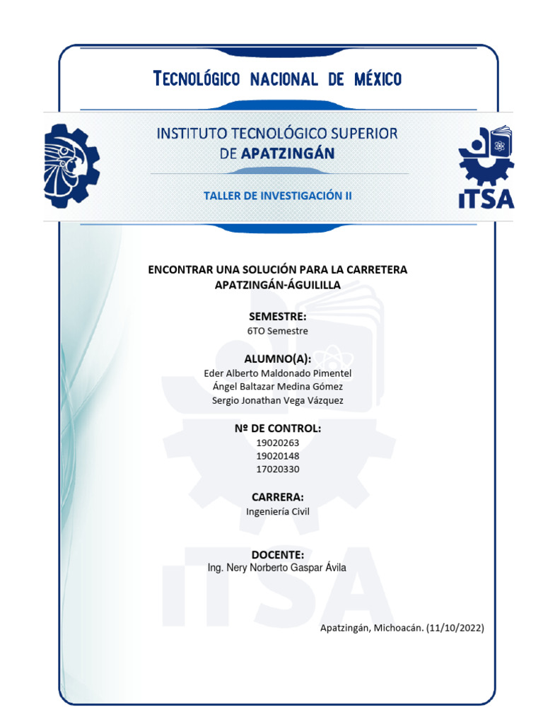 Ev-U1 - Proyecto de Investigación de Taller de Investigación L | PDF | Hormigón | La carretera
