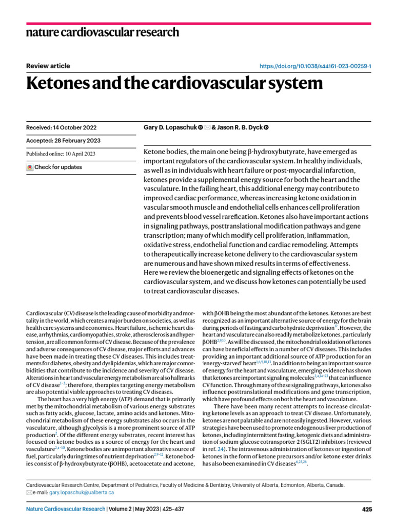 Ketones and The Cardiovascular System | PDF