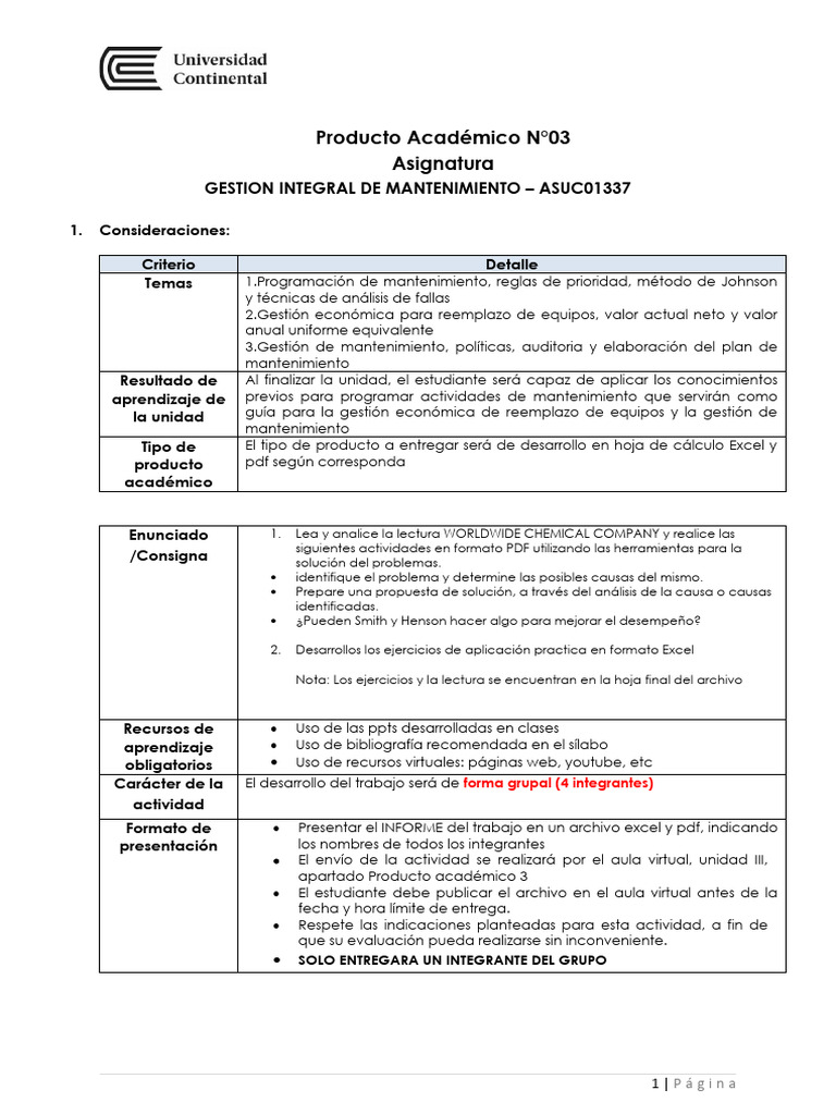 Gestion Integral de Mantenimiento - PA3 | PDF