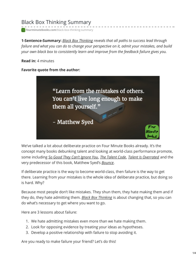 Black Box Thinking Summary | PDF