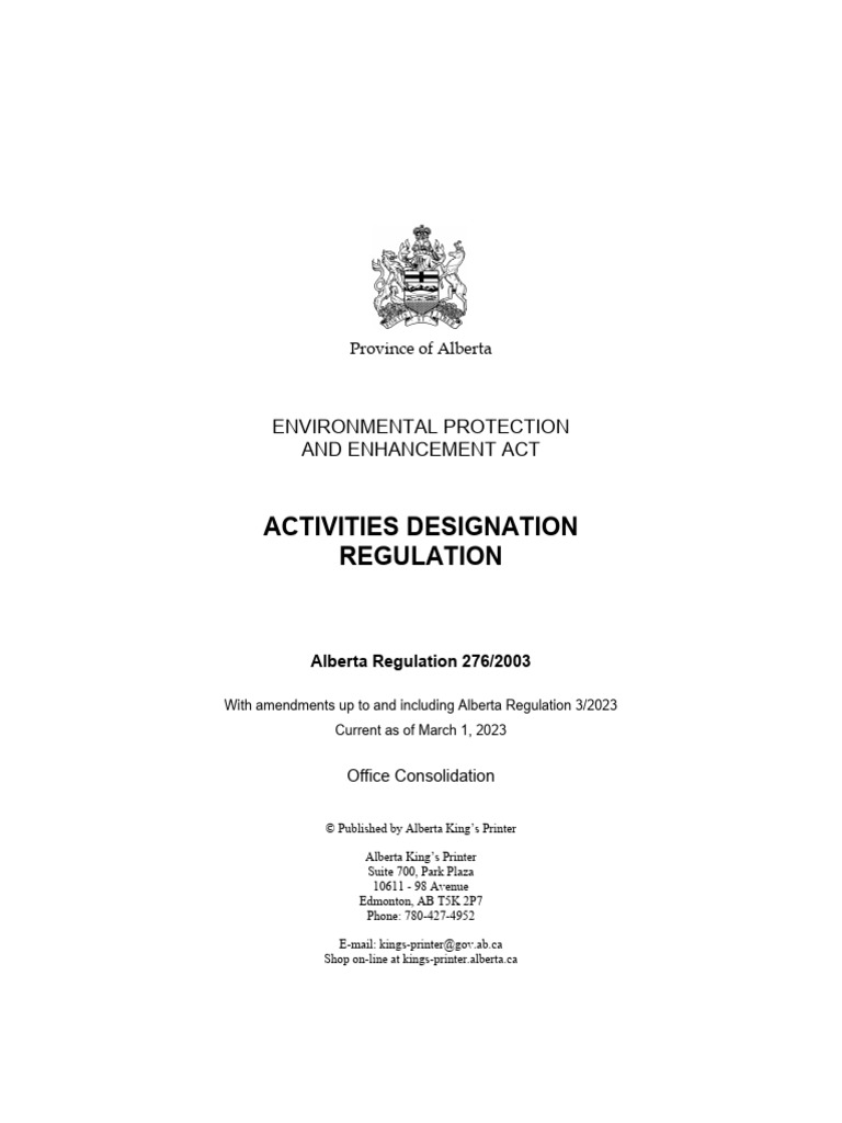 Environmental Protection and Enhancement Act - E12 - Activities ...