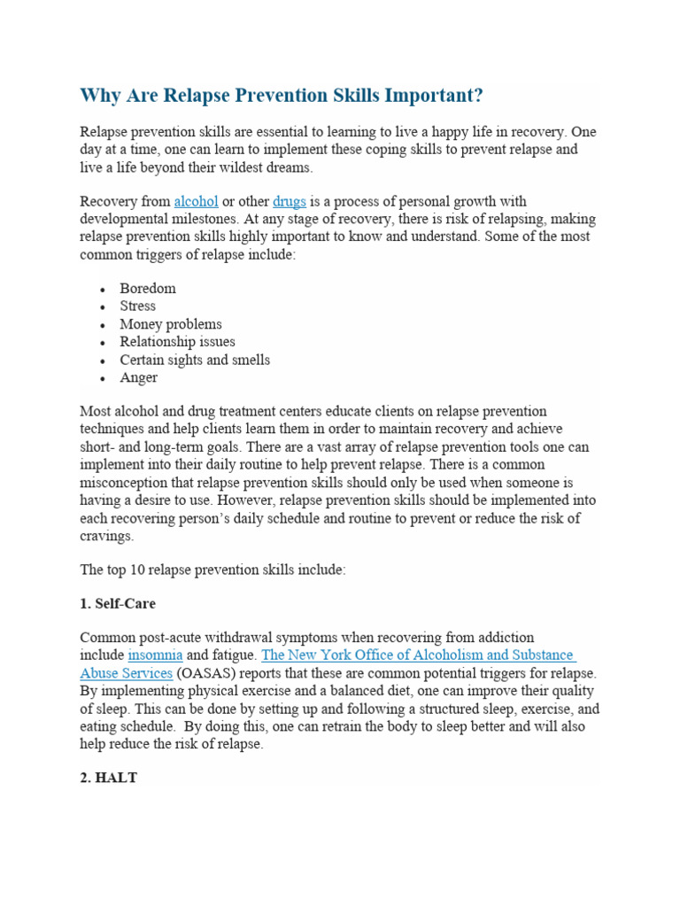 Relapse Prevention | PDF | Relapse | Drug Rehabilitation