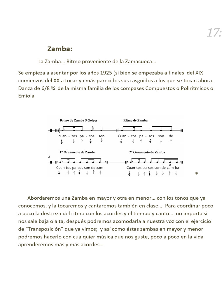 Patrón Ritmico Zamba (Folklore) | PDF