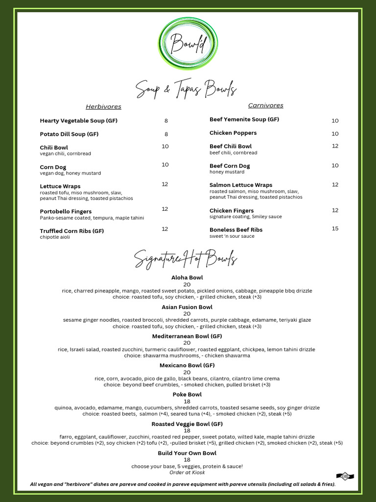 Bowl'd Menu | PDF