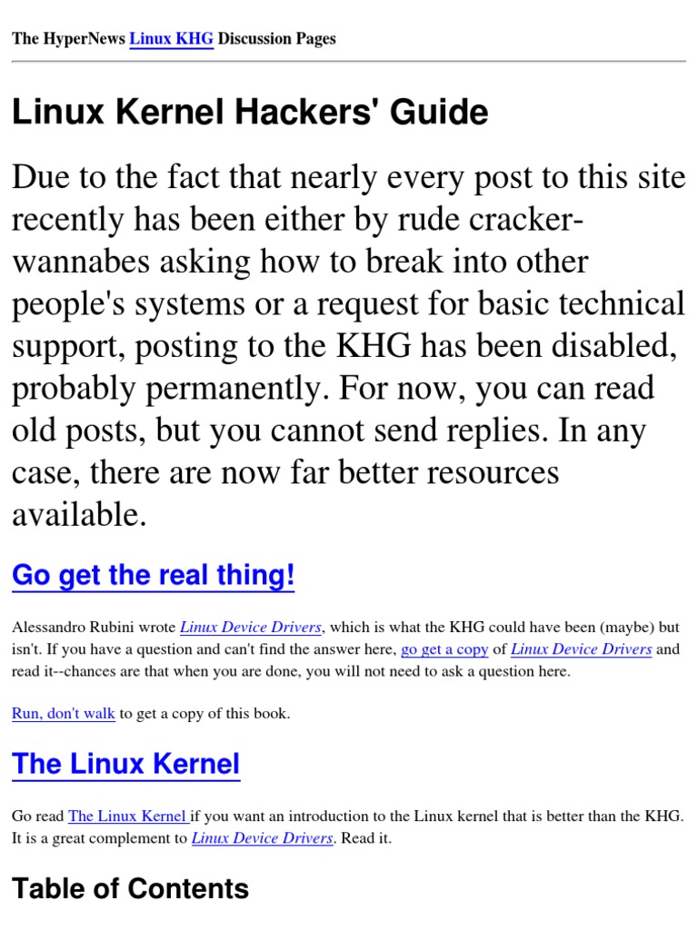 Linux Kernel Hackers' Guide | PDF | C (Programming Language) | File System