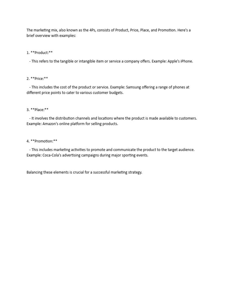 Marketing Mix 4Ps Explained | PDF