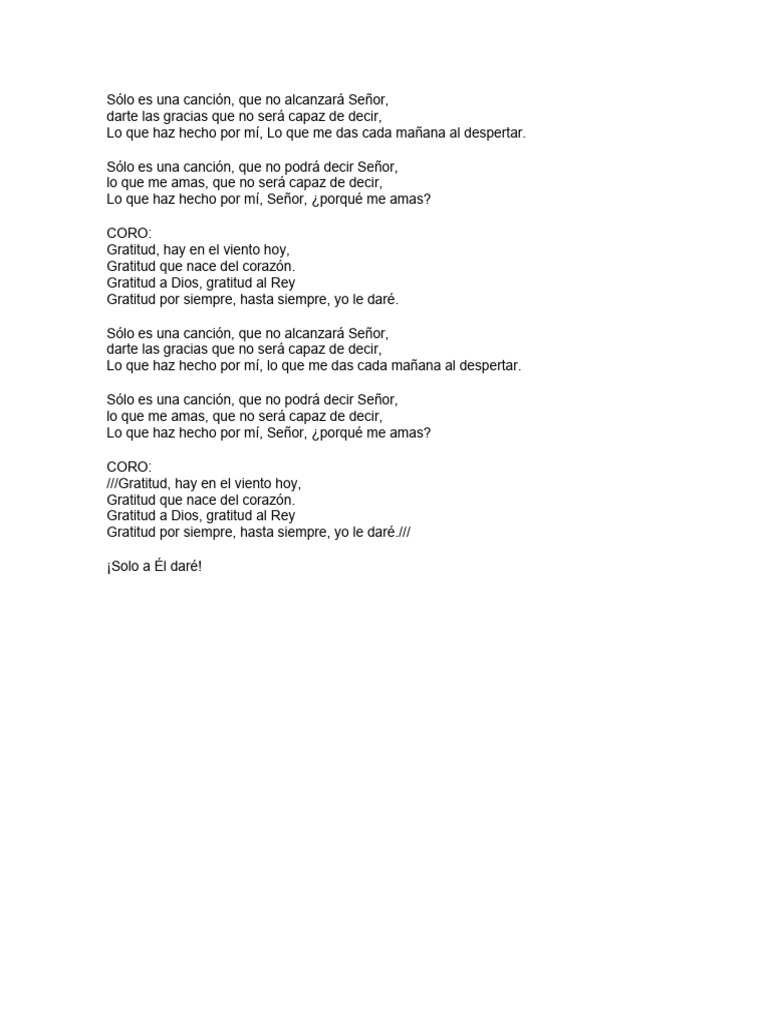 Gratitud en una Canción de Alabanza | PDF