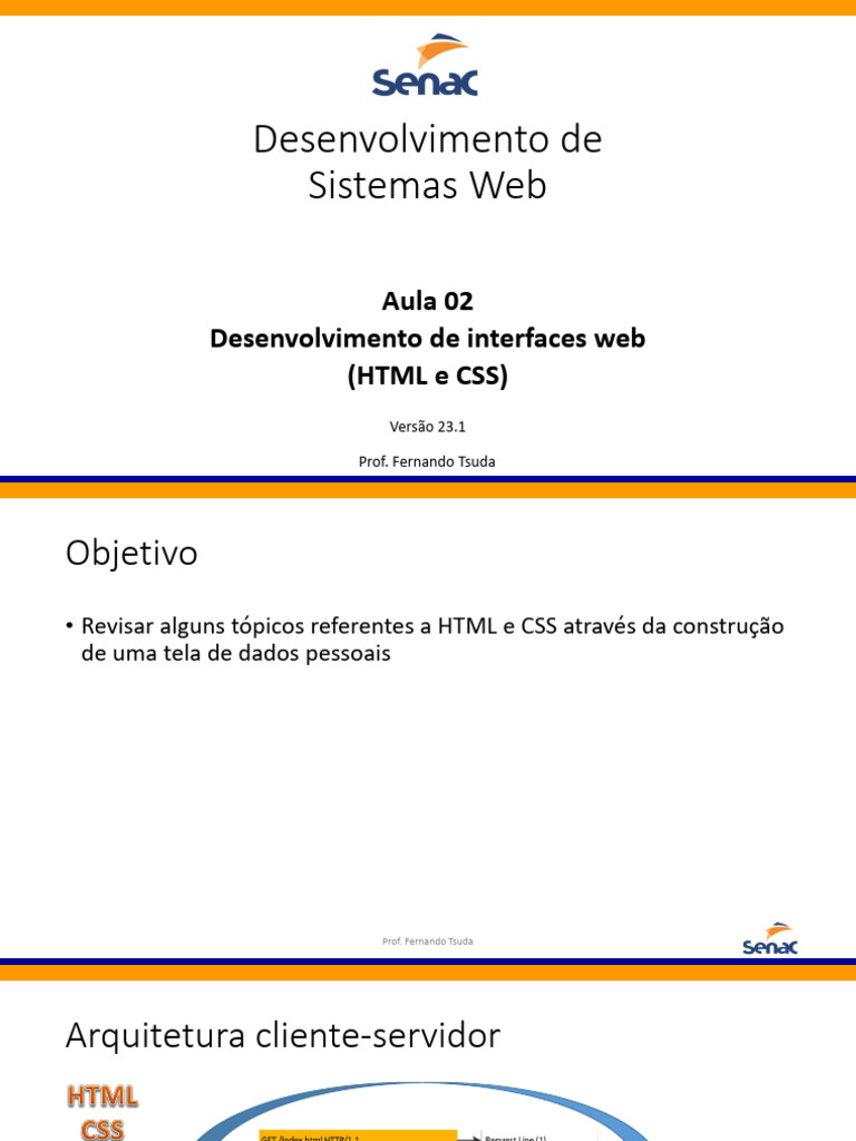 Aula 2 - HTML - CSS - DESENVOLVIMENTO DE SISTEMAS WEB | PDF