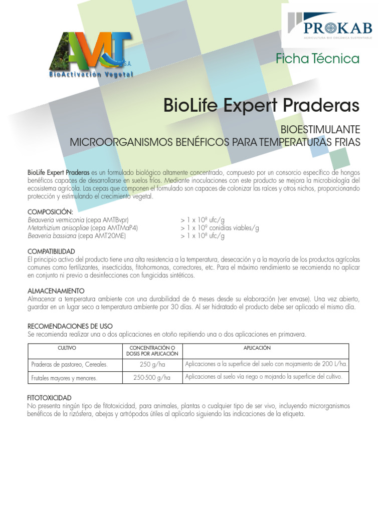 Ficha Técnica BioLife Expert Praderas | PDF