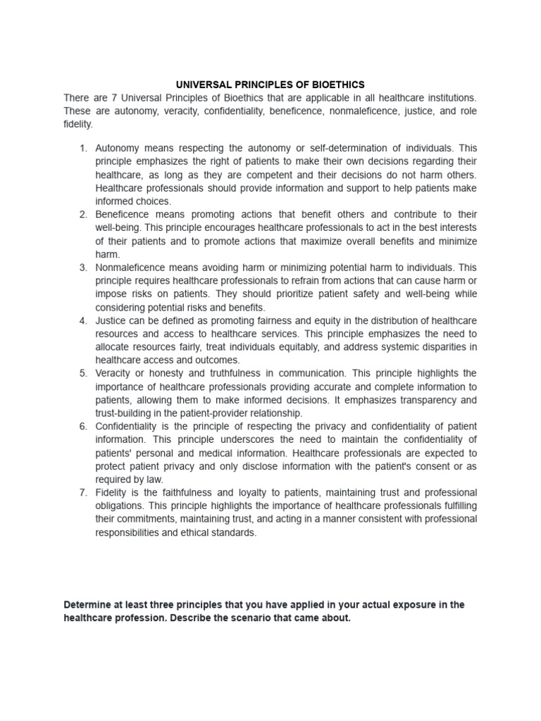 Universal Principles of Bioethics | PDF