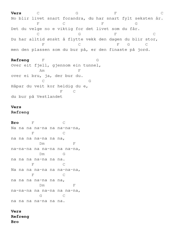 Vestlandet - Akkorder | PDF