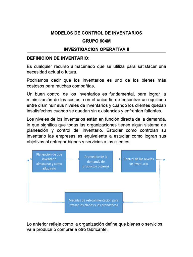 Modelos de Control de Inventarios | PDF