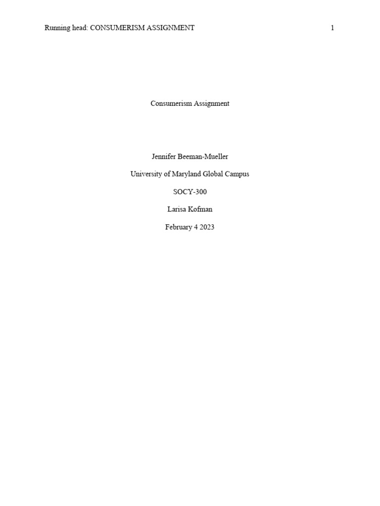 Consumerism Assignment | PDF