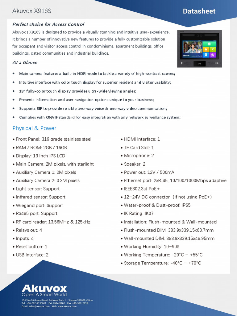 Akuvox X916S Access Control System | PDF | Session Initiation Protocol ...