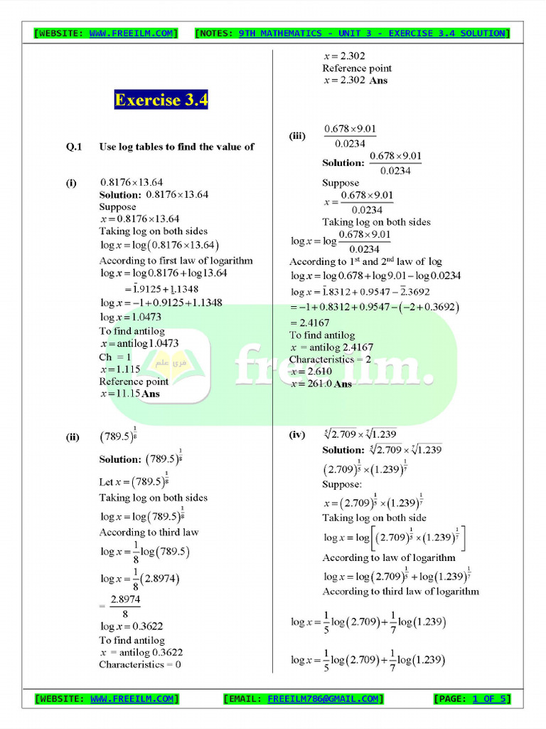 9th Math, CH 3, Ex 3.4 | PDF