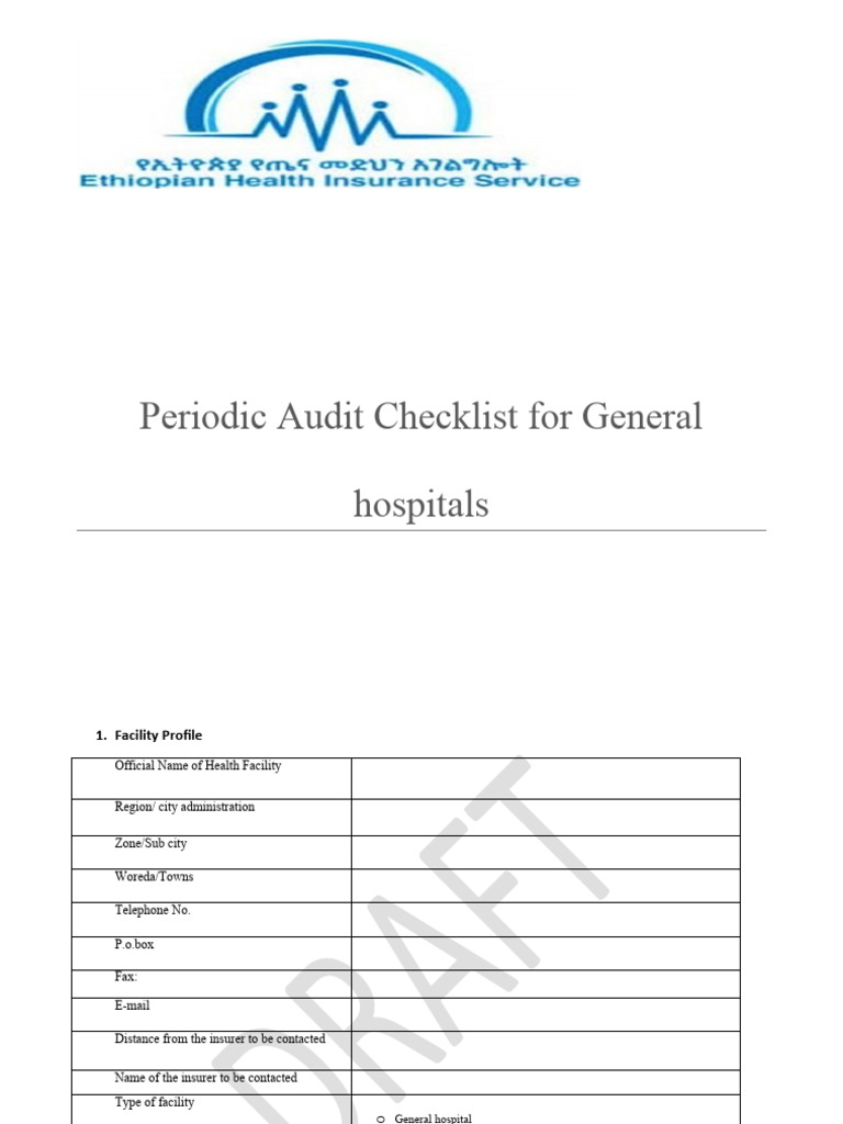 Periodic Audit Checklist For General Hospitals | PDF