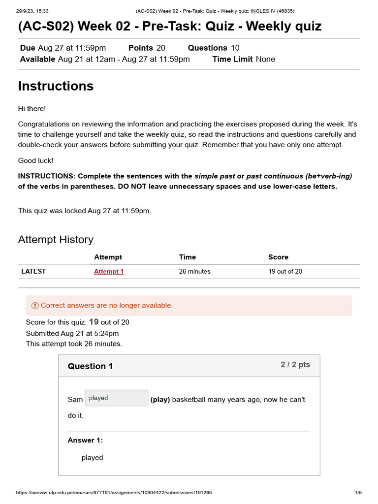 (AC-S02) Week 02 - Pre-Task - Quiz - Weekly Quiz | PDF