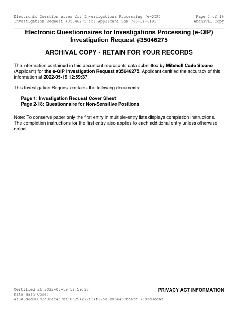 E-QIP ISSI Background Check | PDF