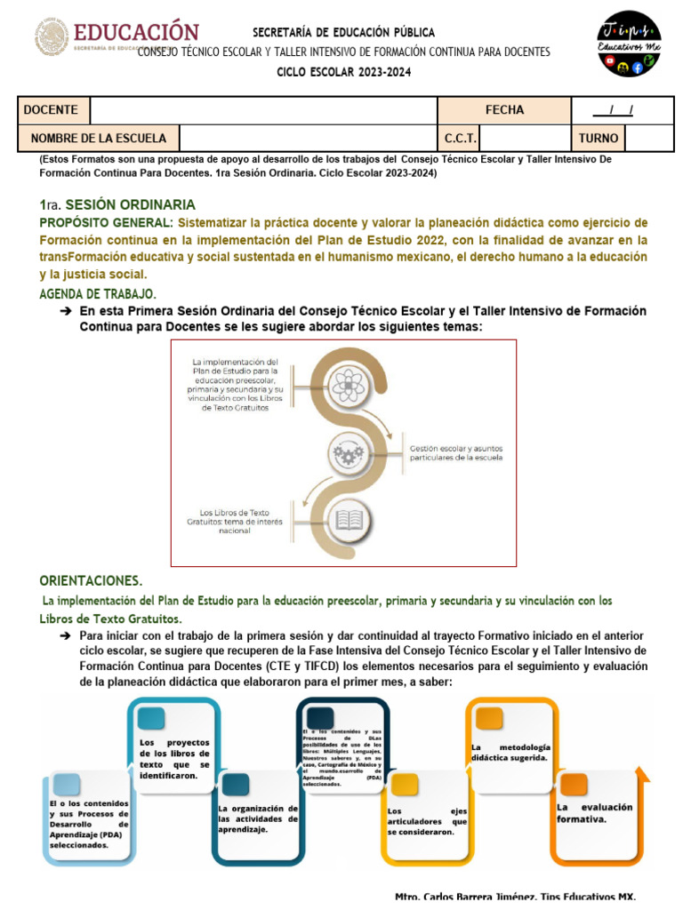 Formatos Cte-Tifcd. S1. Primaria. Ciclo 23-24 - Tips Educativos MX ...