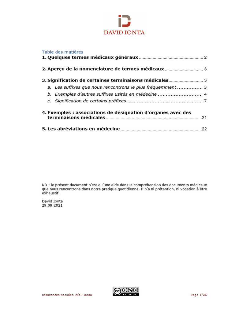 Terminologie Médicale Essentielle | PDF