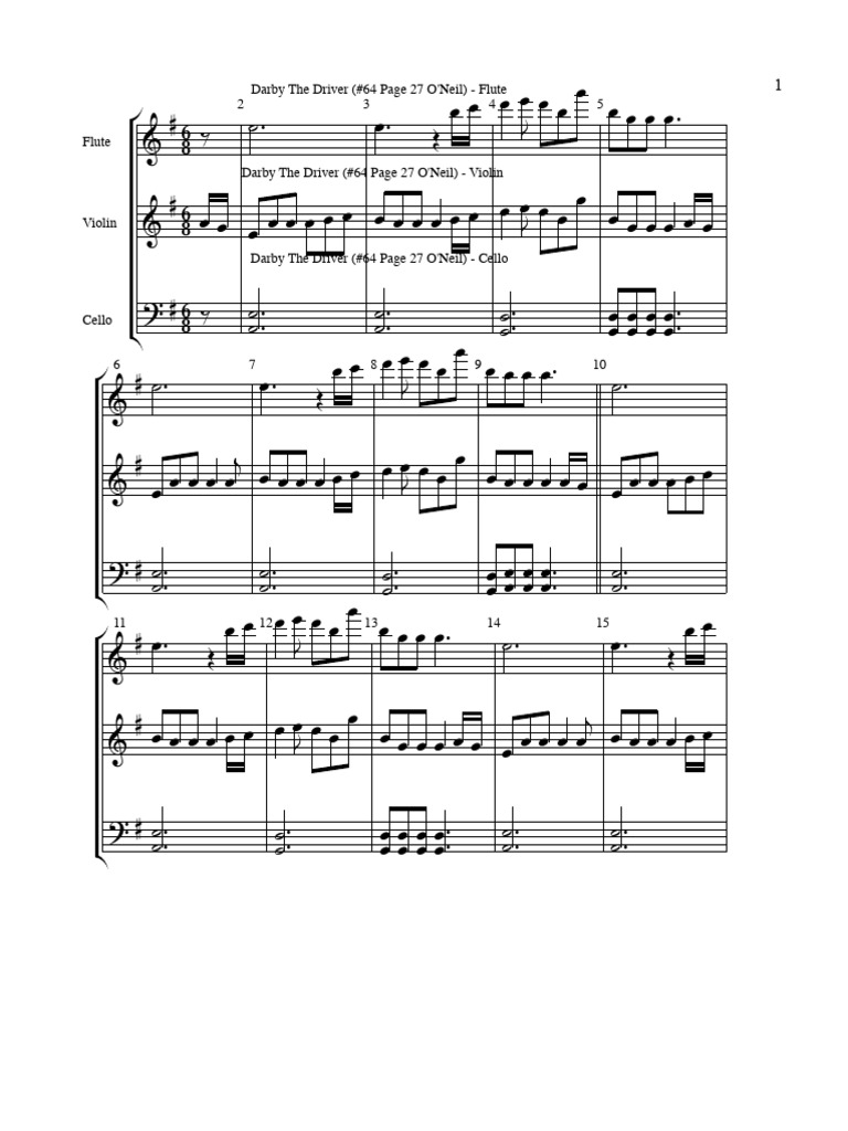 Darby The Driver Jig (Flute, Violin, Cello) | PDF