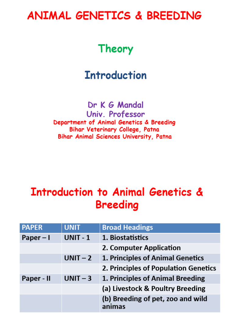 Introduction To Animal Genetics Breeding | PDF