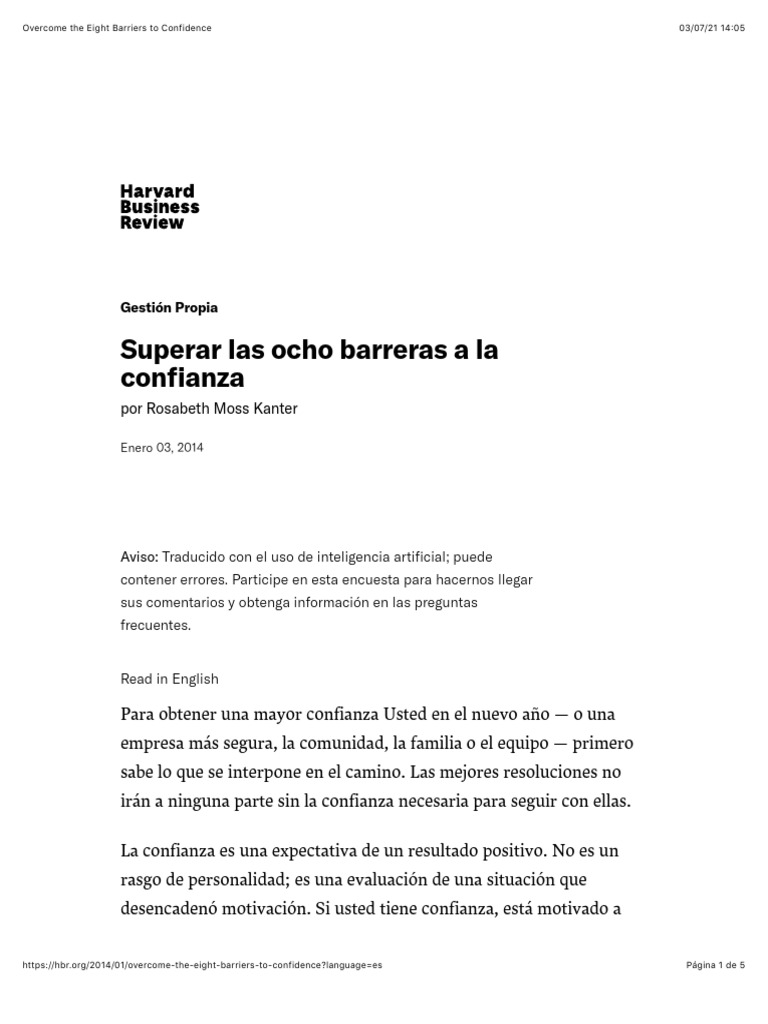 Overcome The Eight Barriers To Confidence | PDF