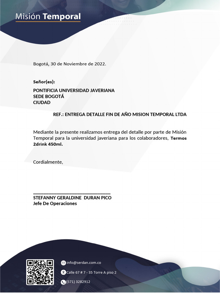 Mision temporal - MEMBRETE CARTA | PDF