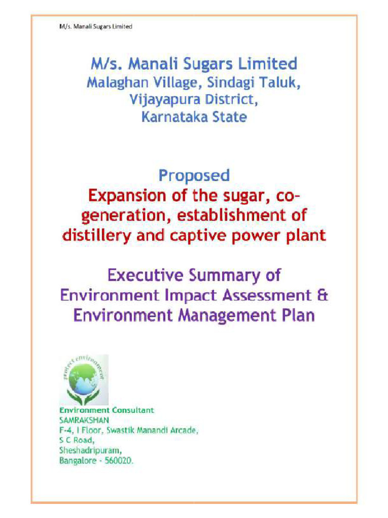Executive Sum English Manali Sugars | PDF