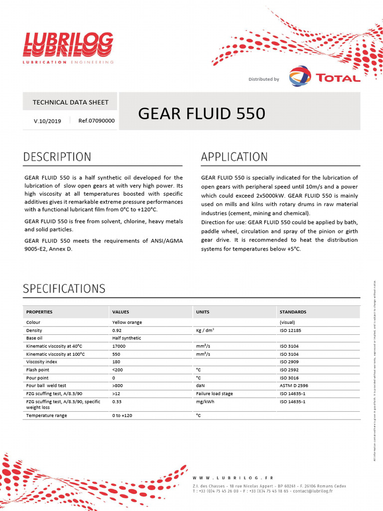 TDS_LUBRILOG_GEAR FLUID 550_F2Y_201909_EN | PDF