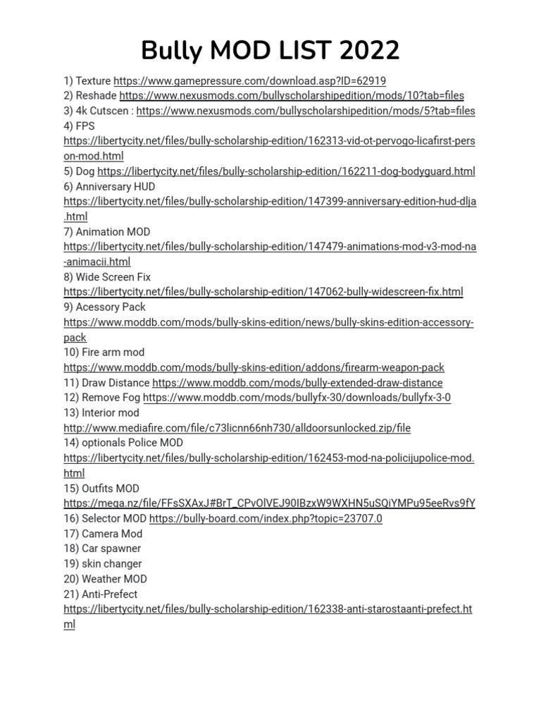 Bully MODS | PDF