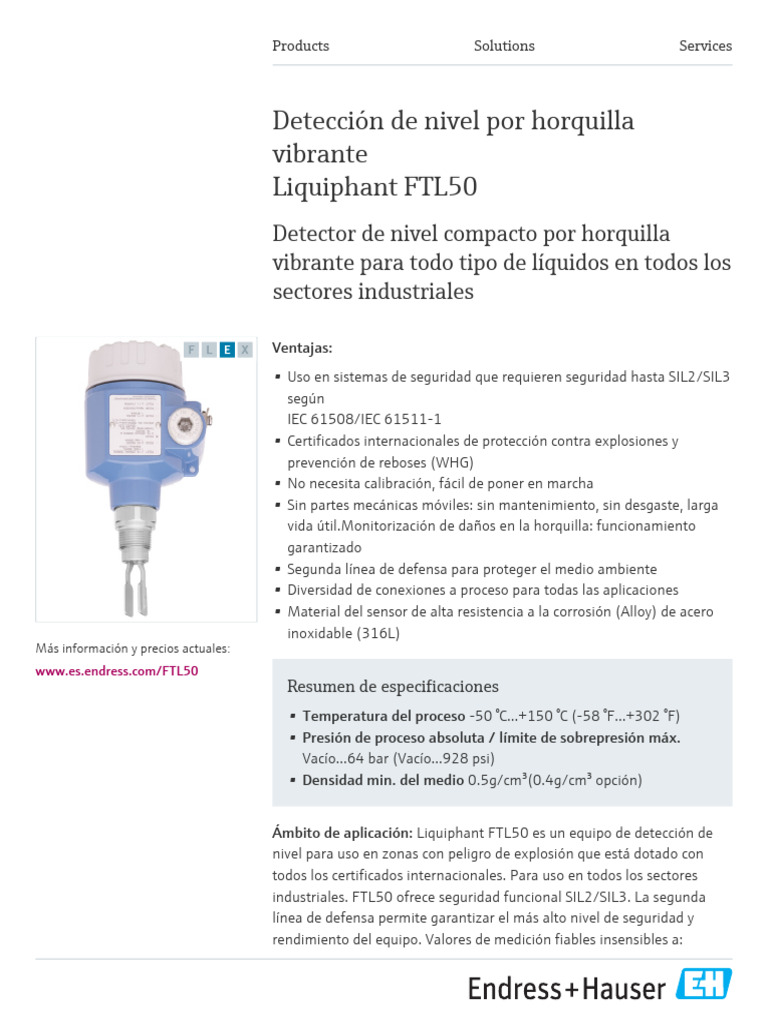 Endress-Hauser Liquiphant M FTL50 ES | PDF Endress-Hauser Liquiphant M FTL50 ES | PDF